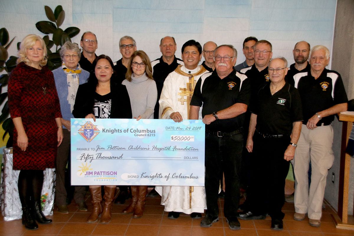 Knights of Columbus present $50,000 to Jim Pattison Children's Hospital ...